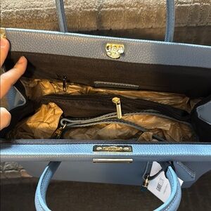 gavelux | Bags | Nwt Made In Italy Blue Ladylike Satchel Top Frame ...
